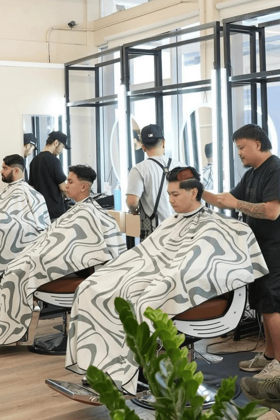 High Top Capes - Stripe Barber Cape - Abstract Aurora – Ultimate Barber ...